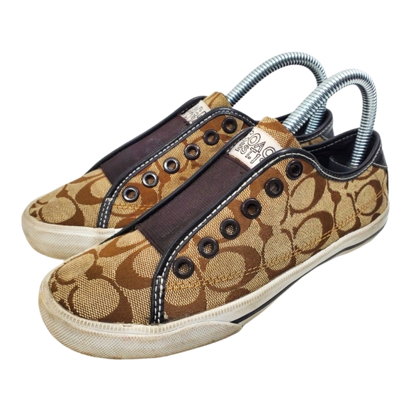 Coach | Shoes | Coach Sneakers Bev Laceless Monogram Designer Signature ...